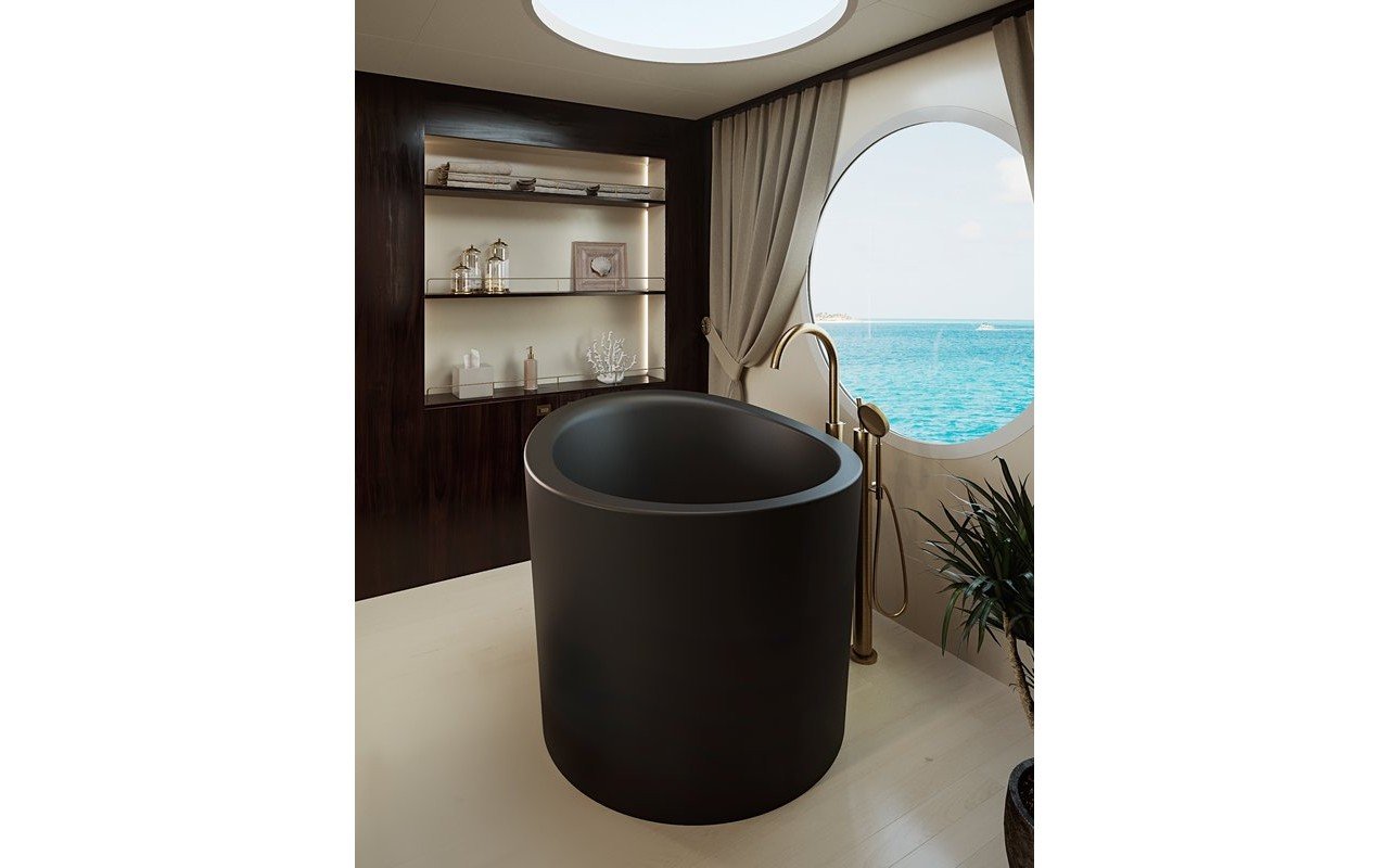 ᐈ 【Aquatica True Ofuro Mini Black Freestanding Stone Japanese Soaking ...